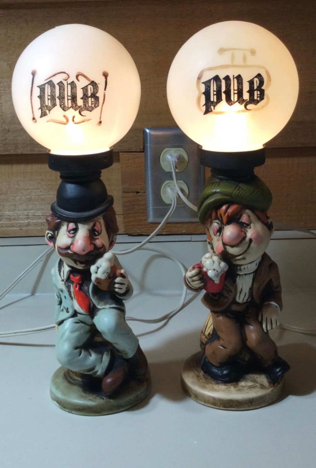 Vintage Enesco Pub Lamps - Etsy