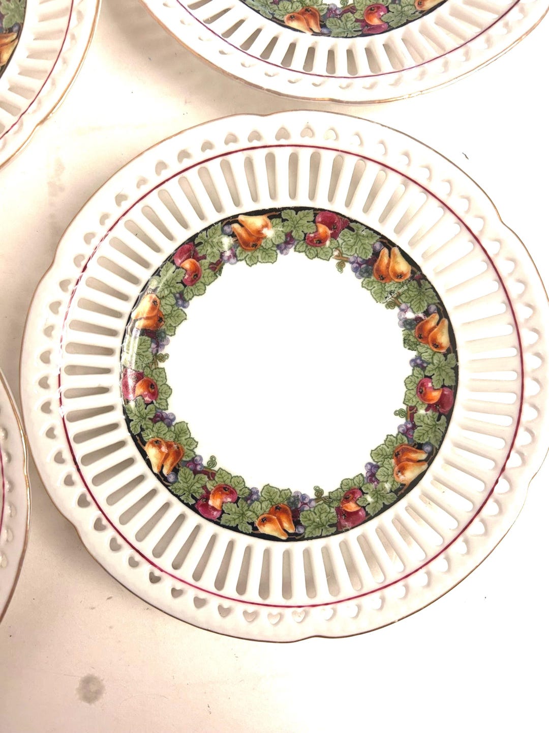 Vintage Reticulated Floral Design Plates, Set of 4 - Etsy