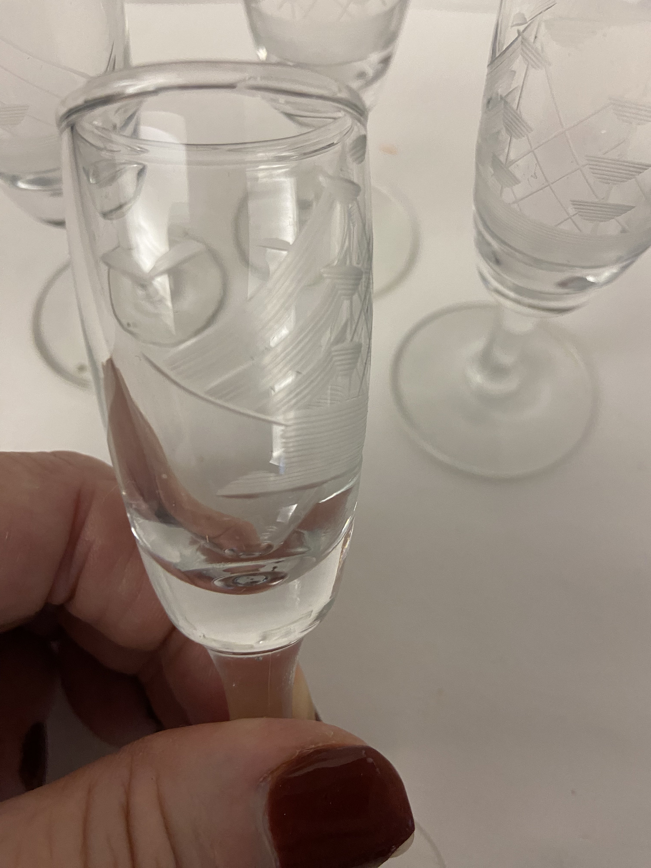 Javit Crystal Cordial Glasses Set of 4 Clipper Ships and Seagulls - Etsy