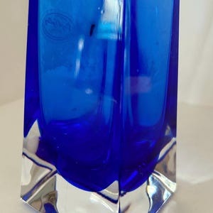 Cobalt Blue Square Crystal Vase Heavy Royal Gallery - Etsy