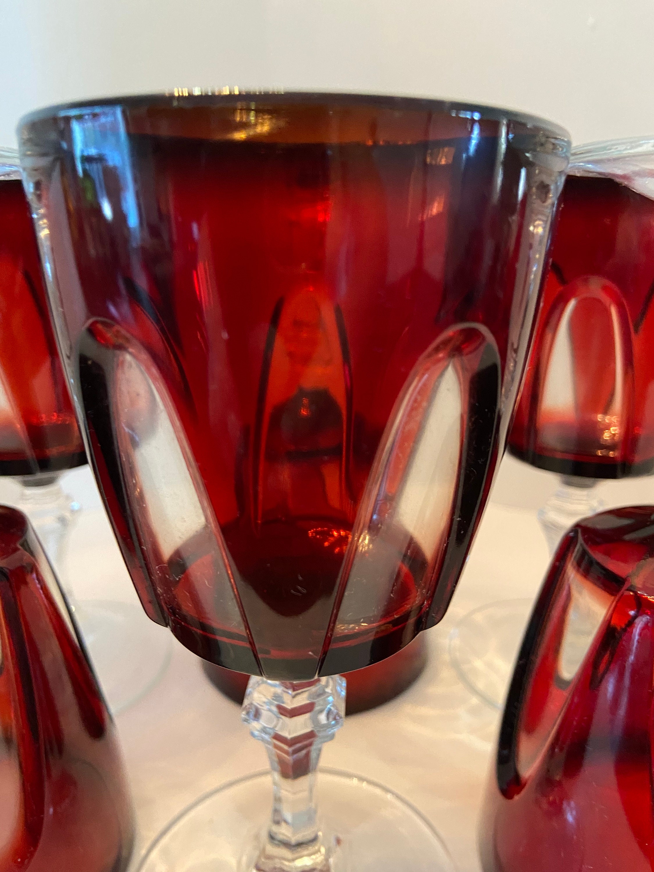 Ruby Red and Clear Gothic Arch Wine Goblets - Etsy