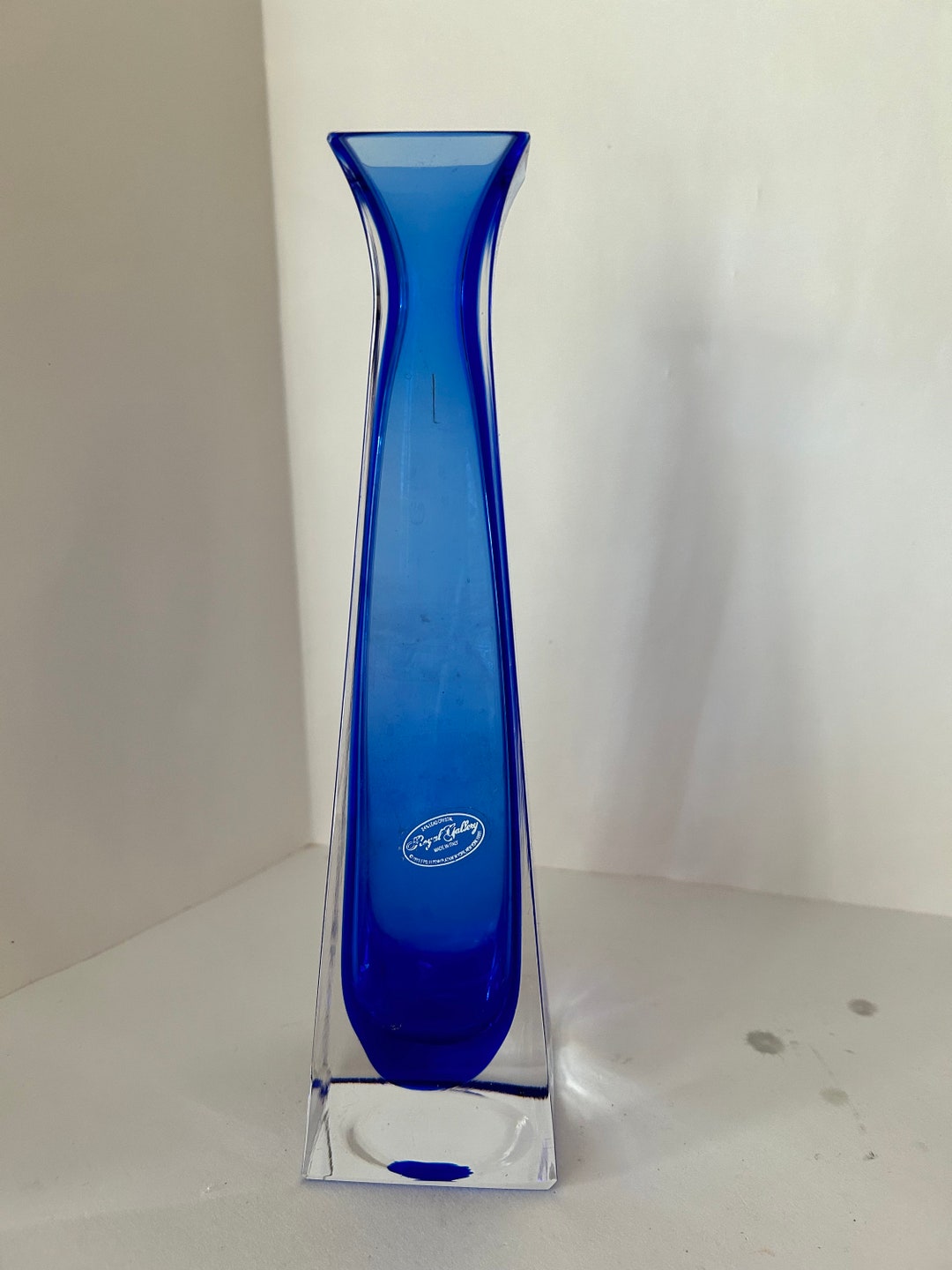 Cobalt Blue Square Crystal Vase Heavy Royal Gallery - Etsy