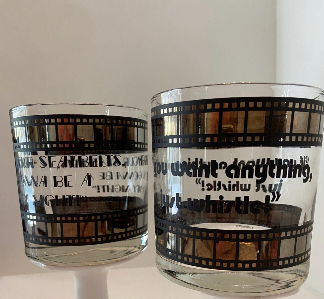 Vintage MCM Movie Themed Glasses - Etsy