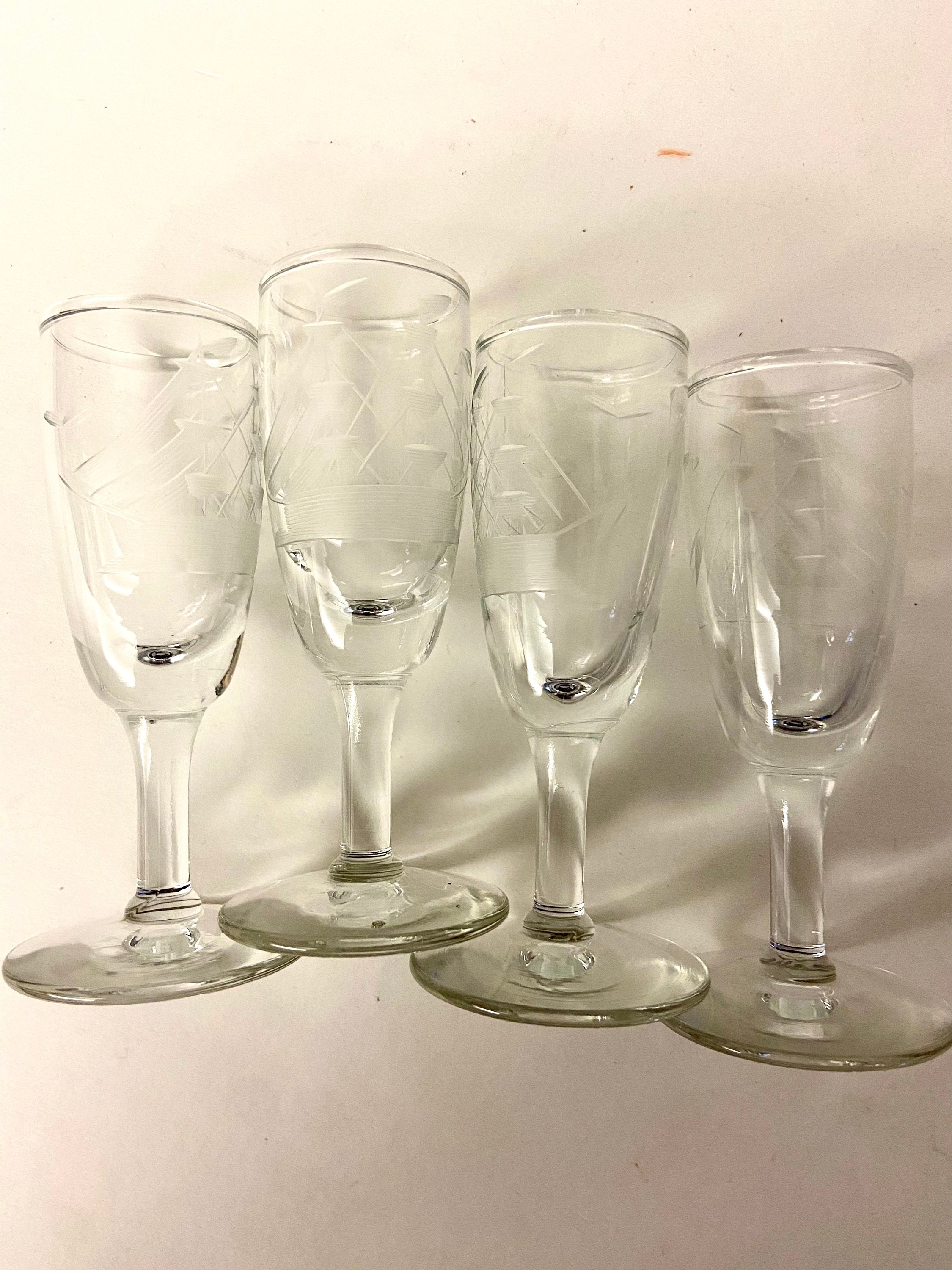 Javit Crystal Cordial Glasses Set of 4 Clipper Ships and Seagulls - Etsy
