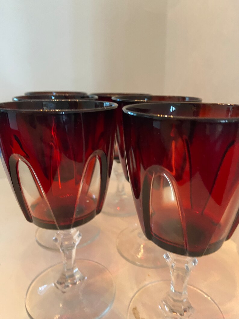 Ruby Red and Clear Gothic Arch Wine Goblets - Etsy