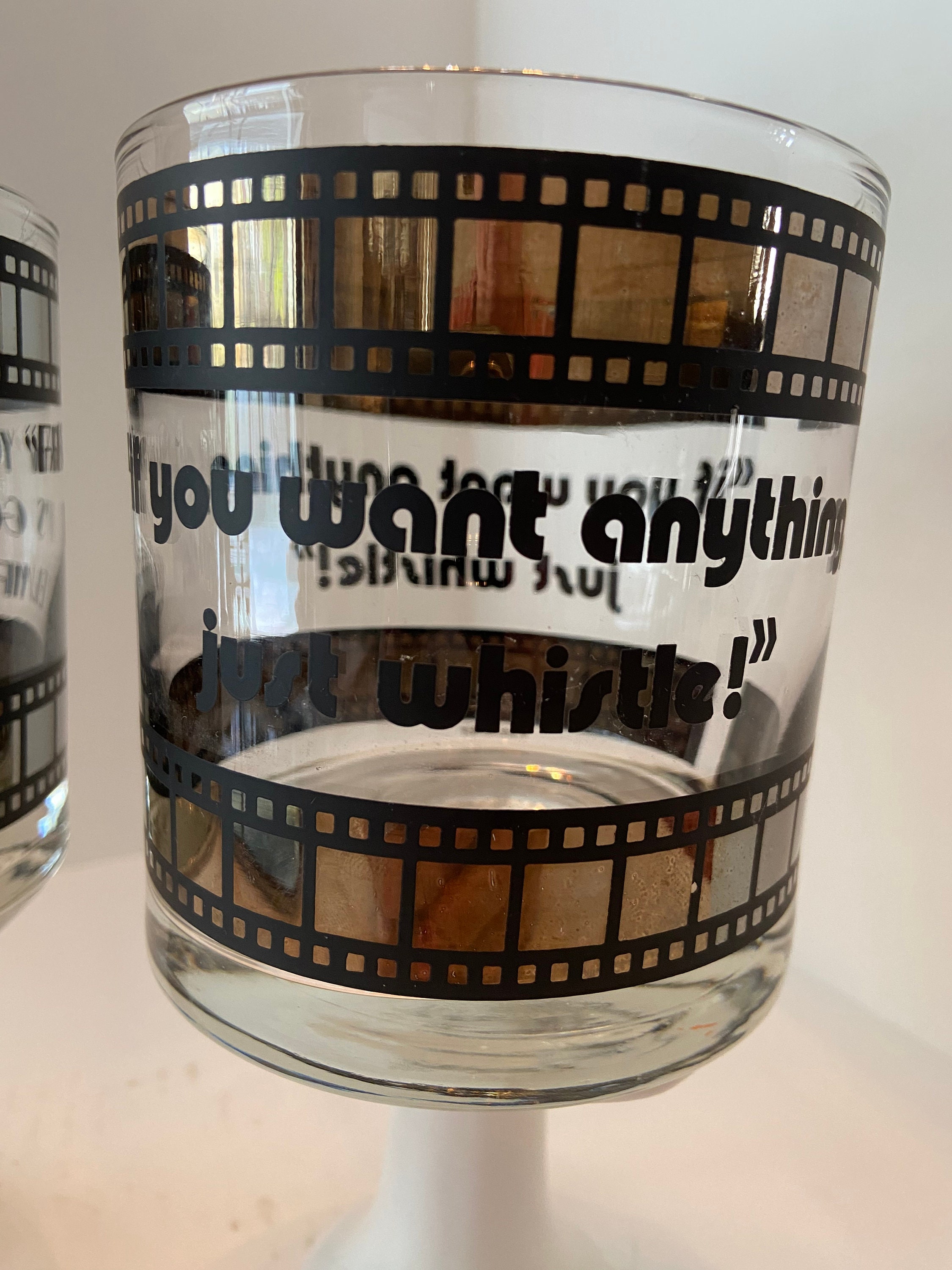 Vintage MCM Movie Themed Glasses - Etsy