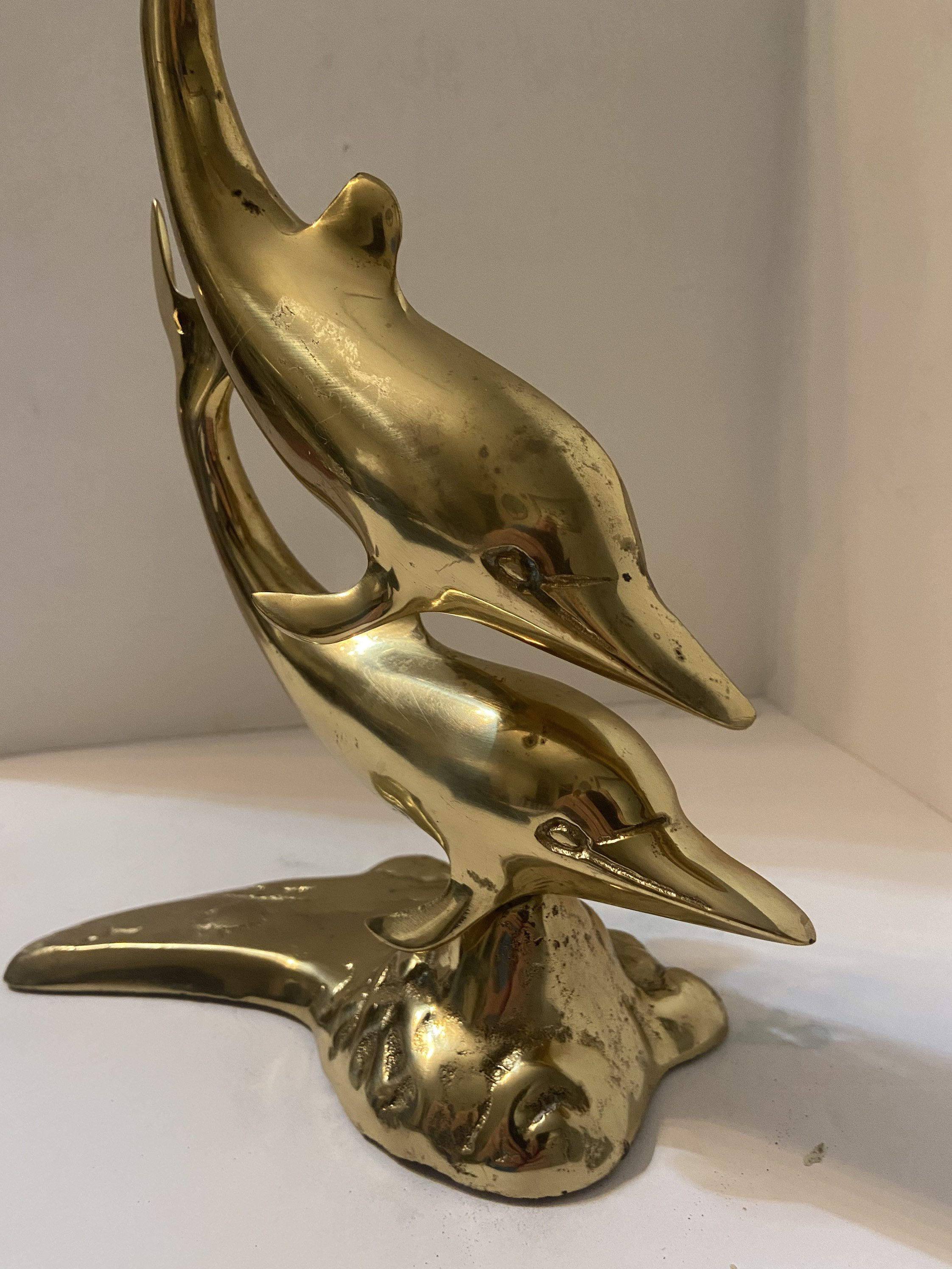 Vintage Brass Dolphin Statue - Etsy