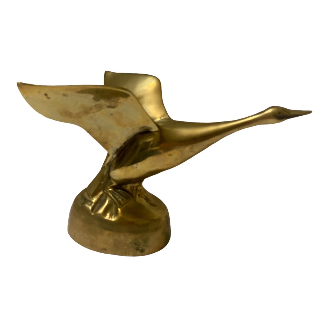 Vintage Brass Flying Duck Statue - Etsy