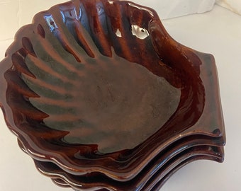 Vintage Set of 4 Ceramic Seashell Dishes White Ceramic Dishes Gourmet ...