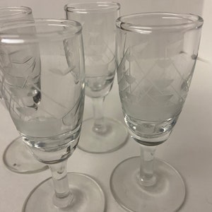 Javit Crystal Cordial Glasses Set of 4 Clipper Ships and Seagulls - Etsy