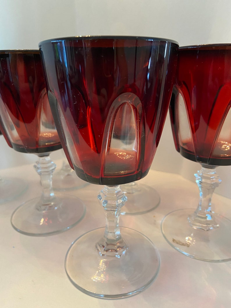 Ruby Red and Clear Gothic Arch Wine Goblets - Etsy