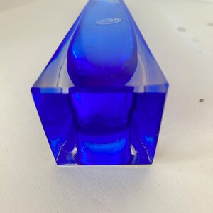 Cobalt Blue Square Crystal Vase Heavy Royal Gallery - Etsy