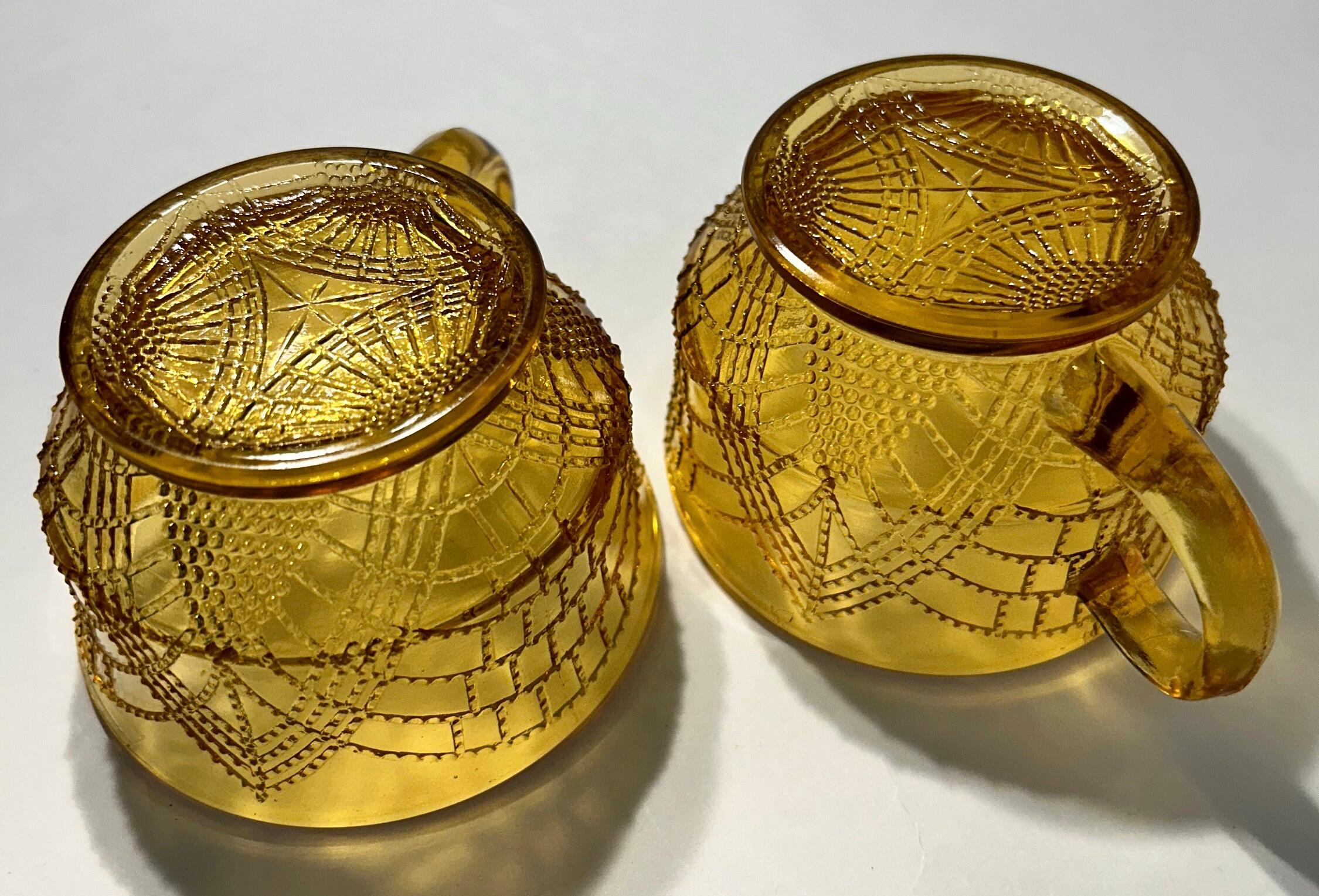 Vintage Amber Glass Tea Cups: Raised Design Coffee Cups - Etsy