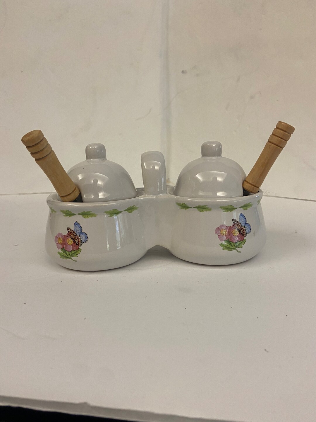Vintage Ceramic Double Condiment Holder - Etsy