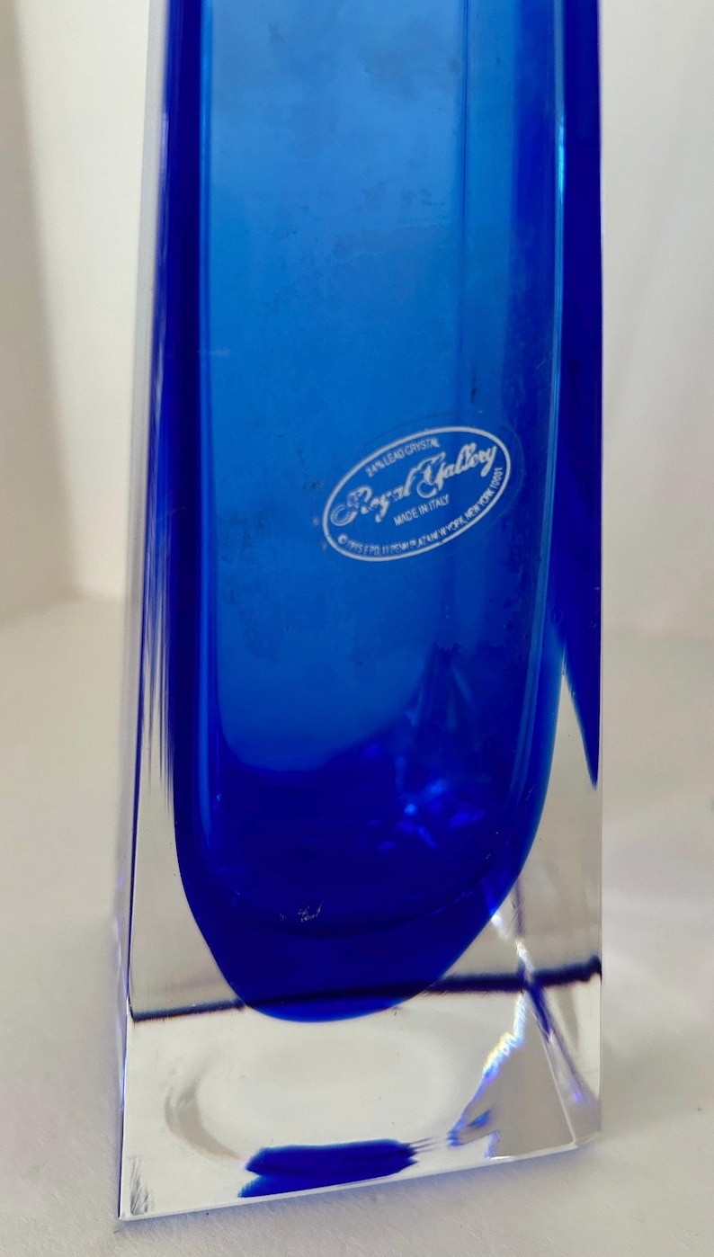 Cobalt Blue Square Crystal Vase Heavy Royal Gallery - Etsy