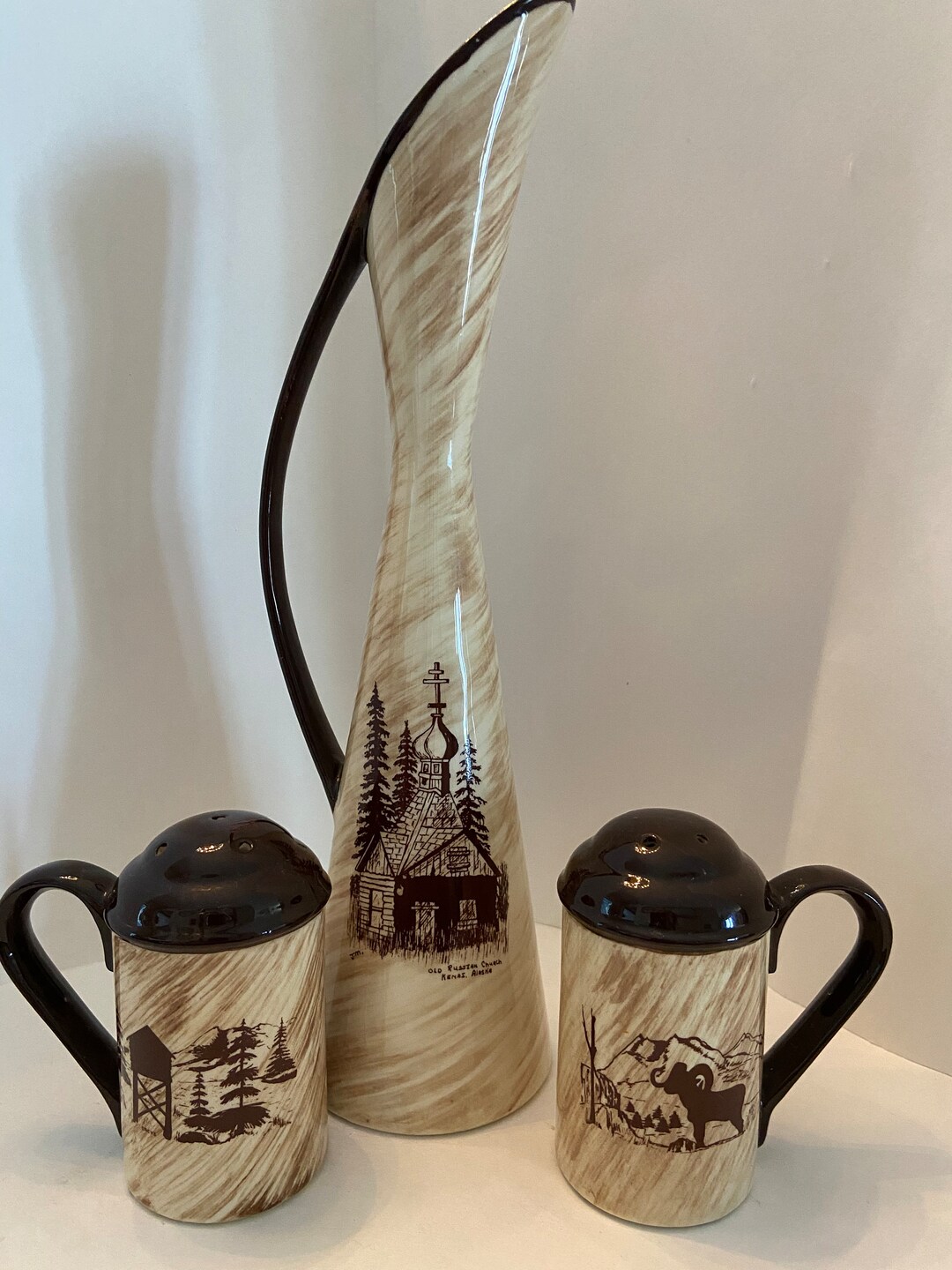 Mugs and Jugs Alaska Tall Slender Pitcher, Salt and Pepper Shaker - Etsy