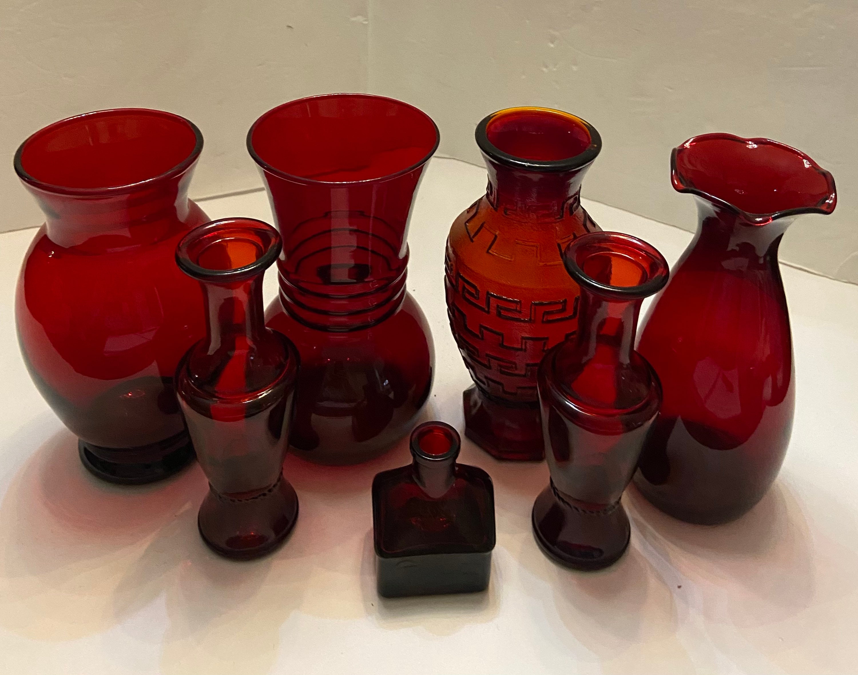 Collection of 7 Vintage Red Vases - Etsy