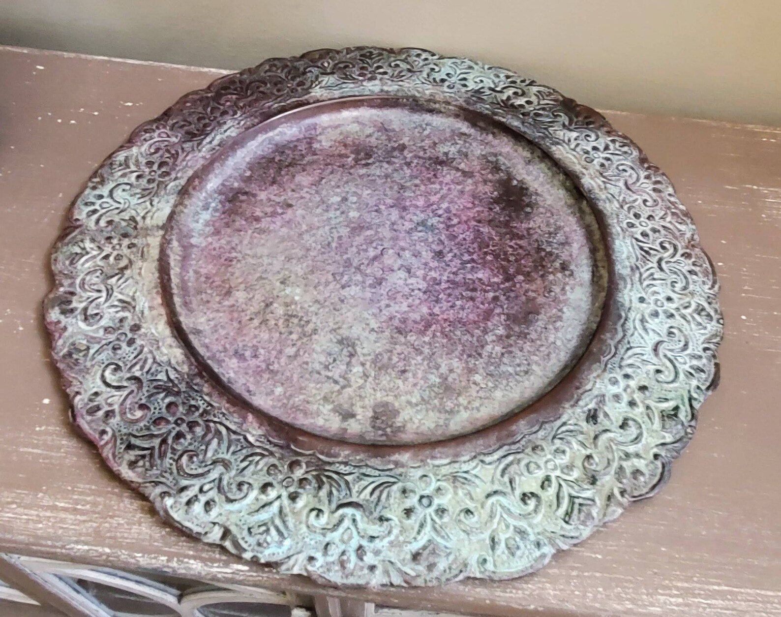 Large Round Tray Serving Tray Metal Tray Round Metal Tray - Etsy