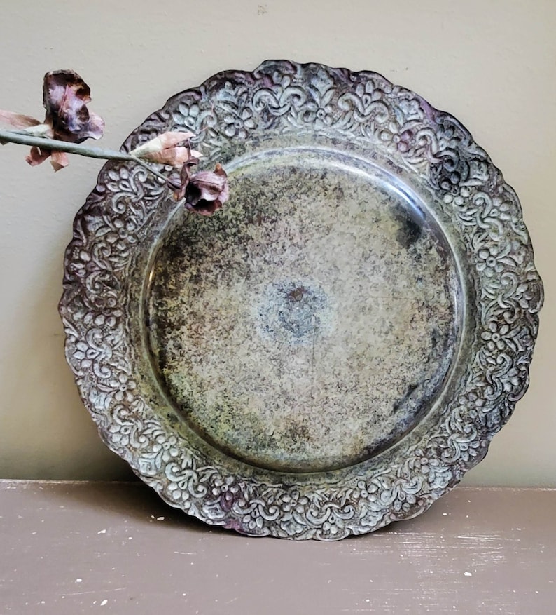 Large Round Tray Serving Tray Metal Tray Round Metal Tray - Etsy