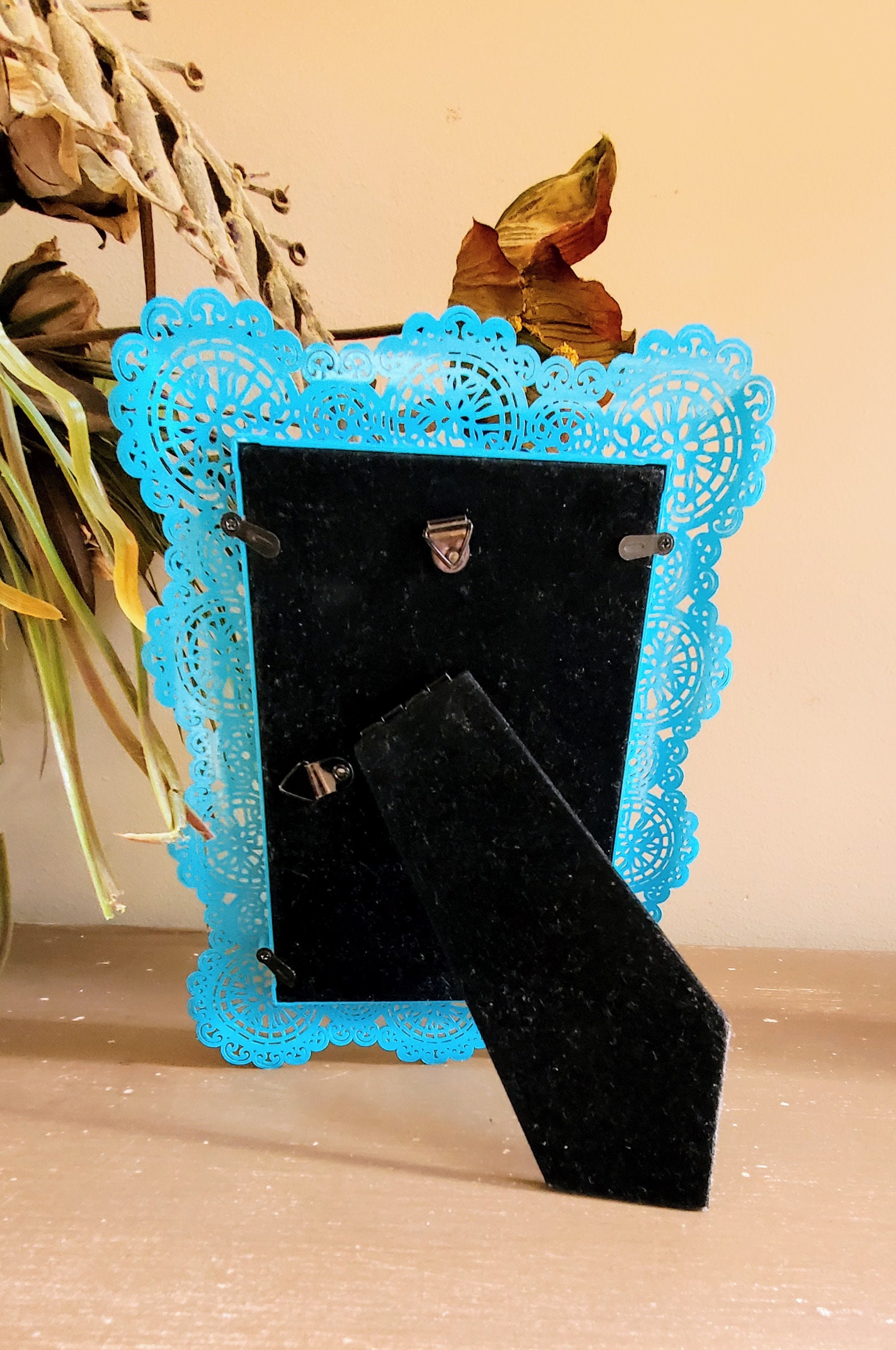 Turquoise Picture Frame Photo Metal Gift Home Decor Wedding Vintage ...