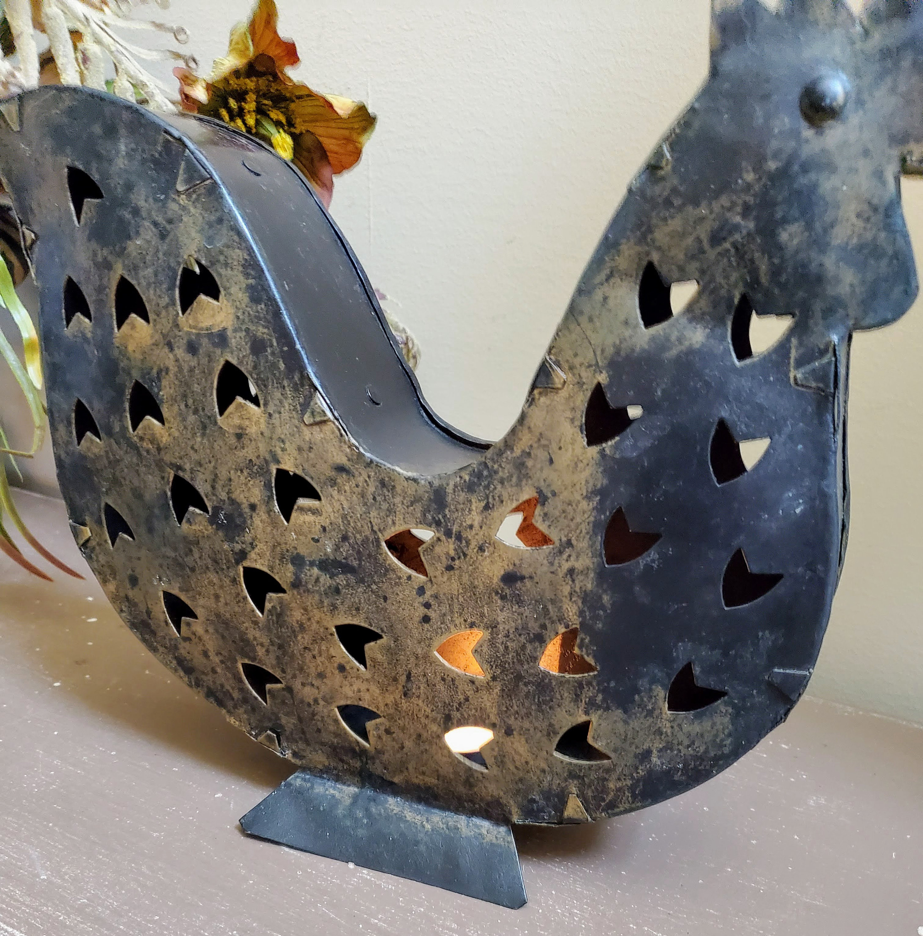 Chicken Tea Light Holder Candle Rooster Farmhouse Vintage Country Decor ...