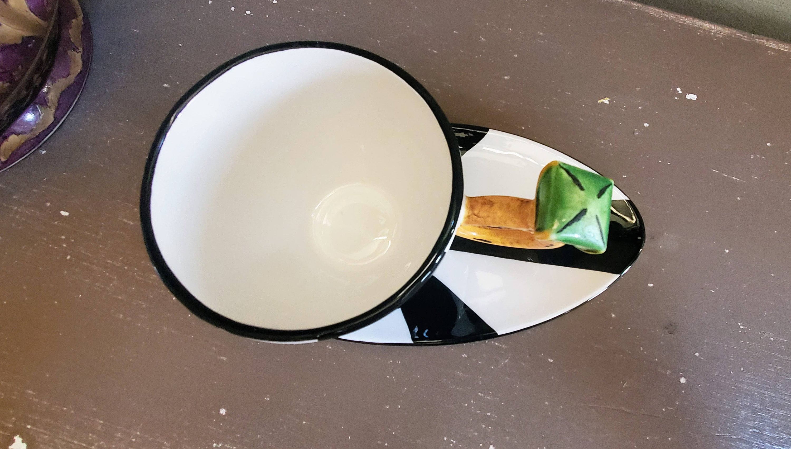 Whimsical Tea Cup and Saucer Teacup Coffee Black White Stripes - Etsy