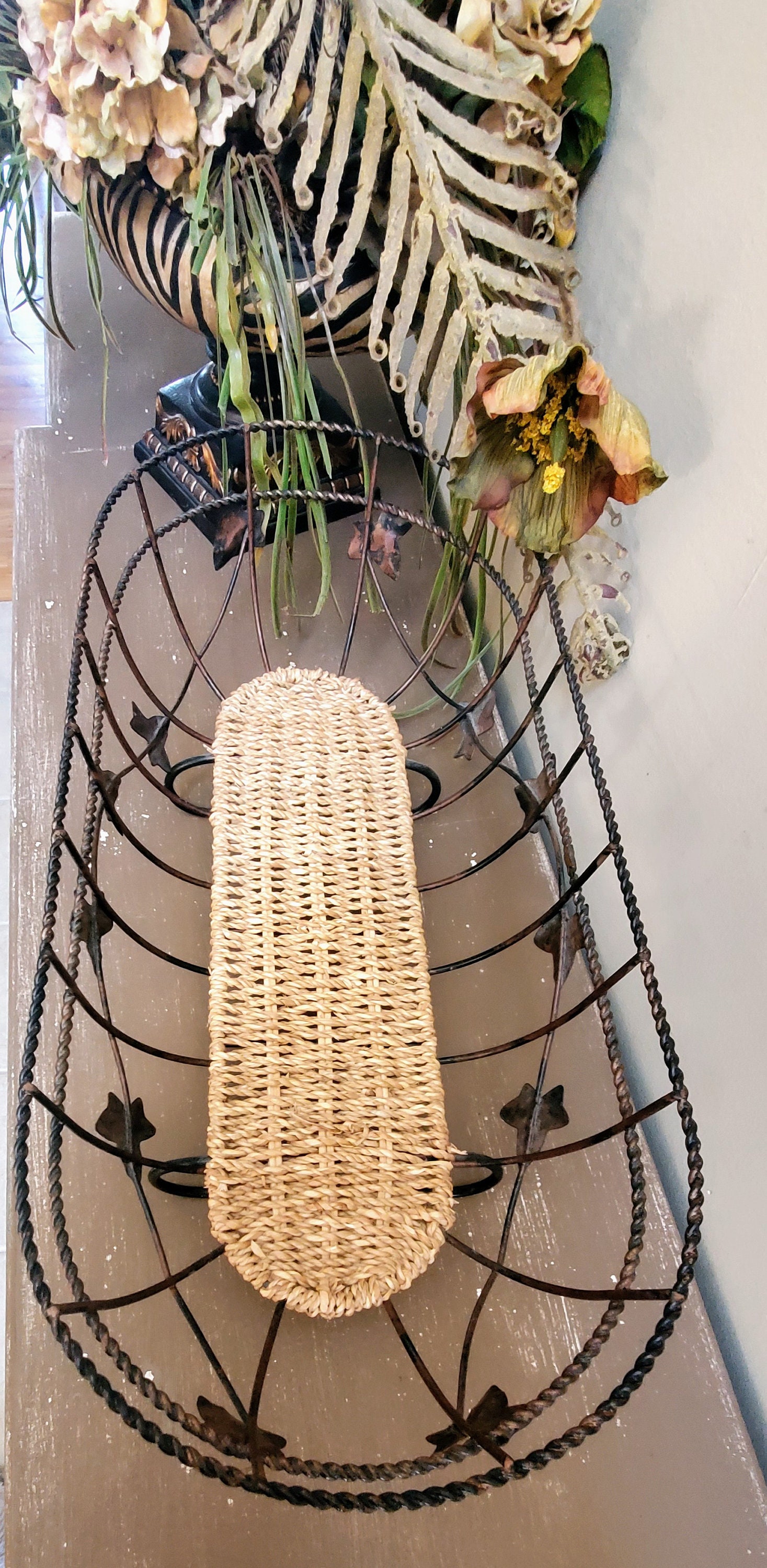 Oblong Wire Leaf Basket Metal Housewarming Gift Fruit With Leaves ...