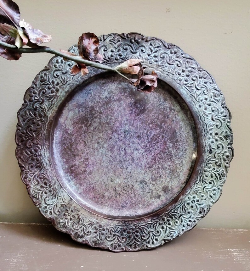 Large Round Tray Serving Tray Metal Tray Round Metal Tray - Etsy