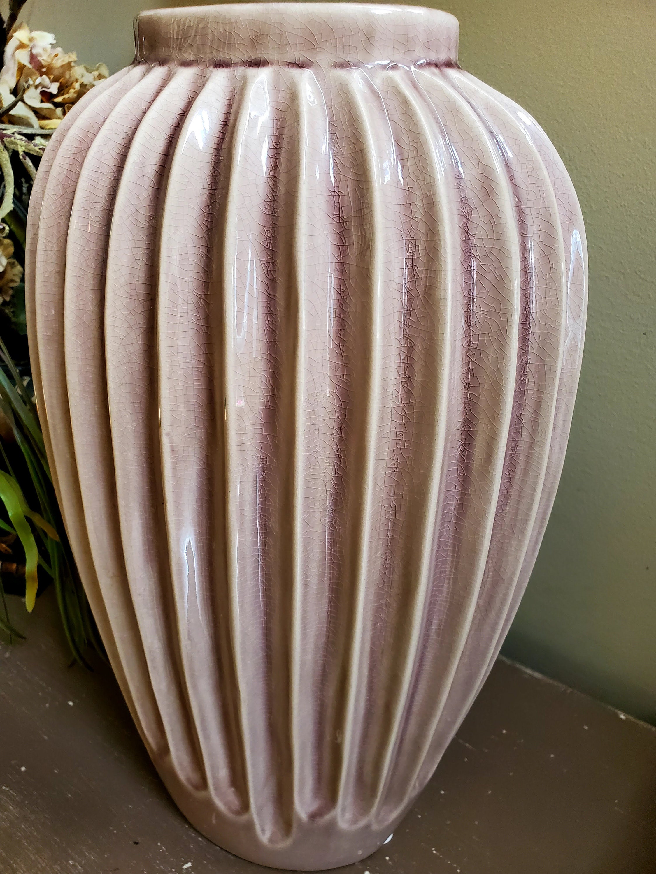 Ribbed Mauve Vase Large Mauve Vase Pink Ceramic Vase Large - Etsy