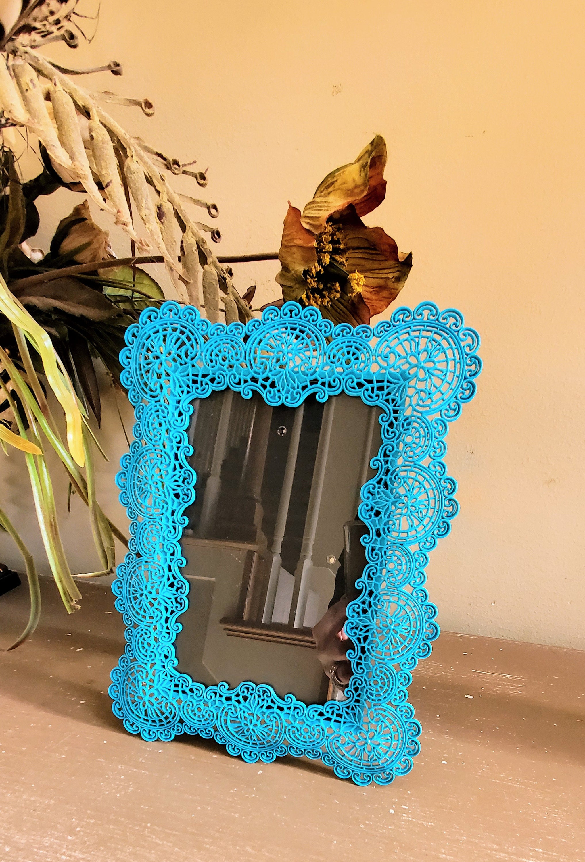 Turquoise Picture Frame Photo Metal Gift Home Decor Wedding Vintage ...