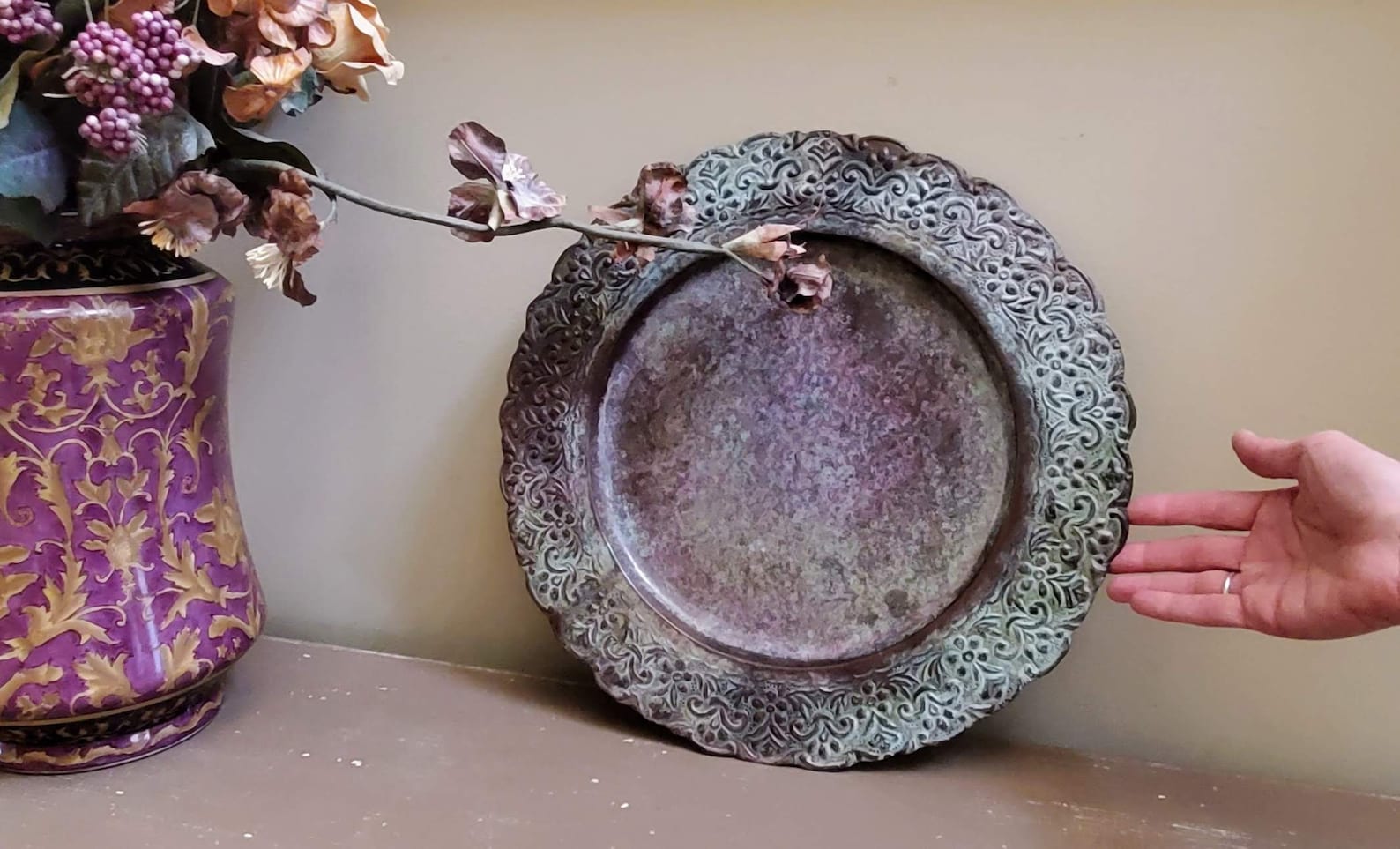 Large Round Tray Serving Tray Metal Tray Round Metal Tray - Etsy