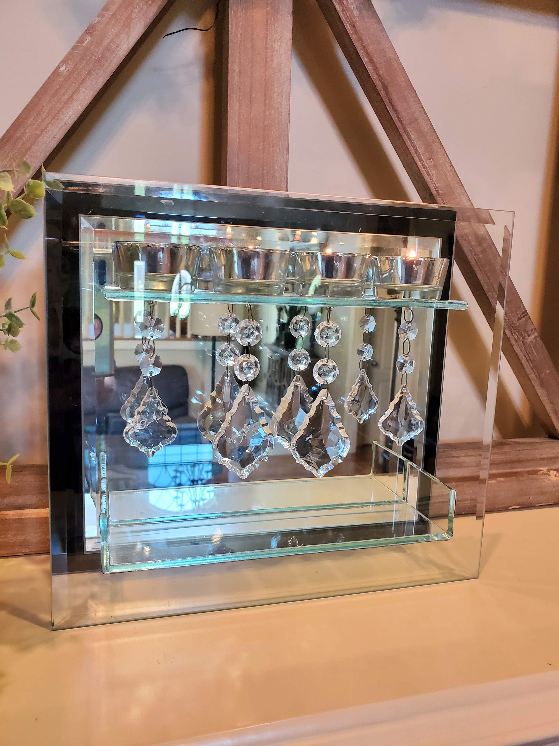 Hanging Crystal Tealight Holder Shadow Box Home Decor Vintage Christmas ...