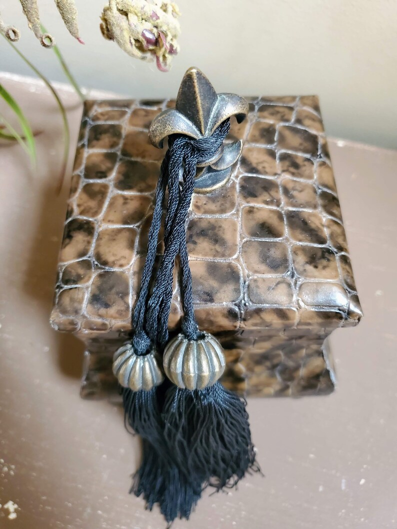 Fleur De Lis Small Decorative Box Jewelry Gift Boxes Brown and Black ...