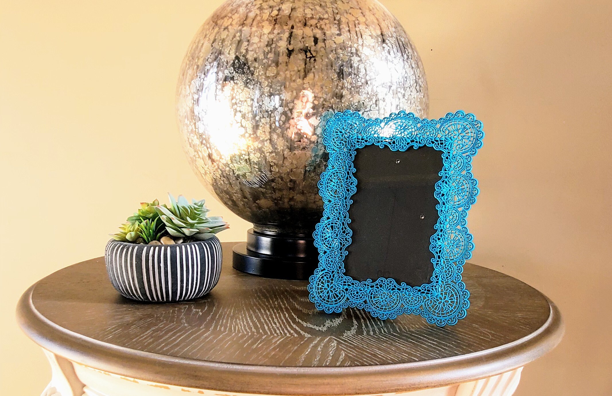 Turquoise Picture Frame Photo Metal Gift Home Decor Wedding Vintage ...