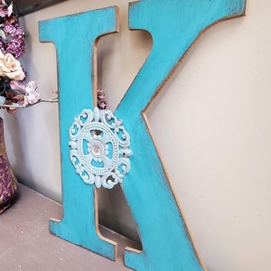 Letter K Wall Decor Art Home Nursery Alphabet Teal Blue Turquoise ...