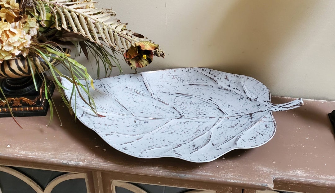 Large Leaf Shaped Tray Vintage Serving Mid Century Modern Farmhouse ...