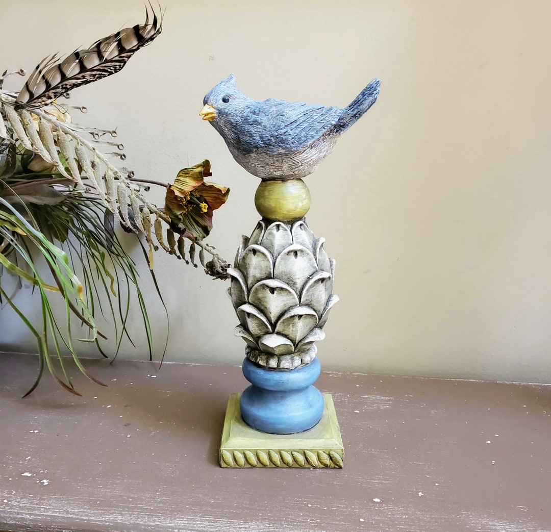 Bird Statue Figurine Sculpture Home Decor Lover Gift Vintage Blue Art ...