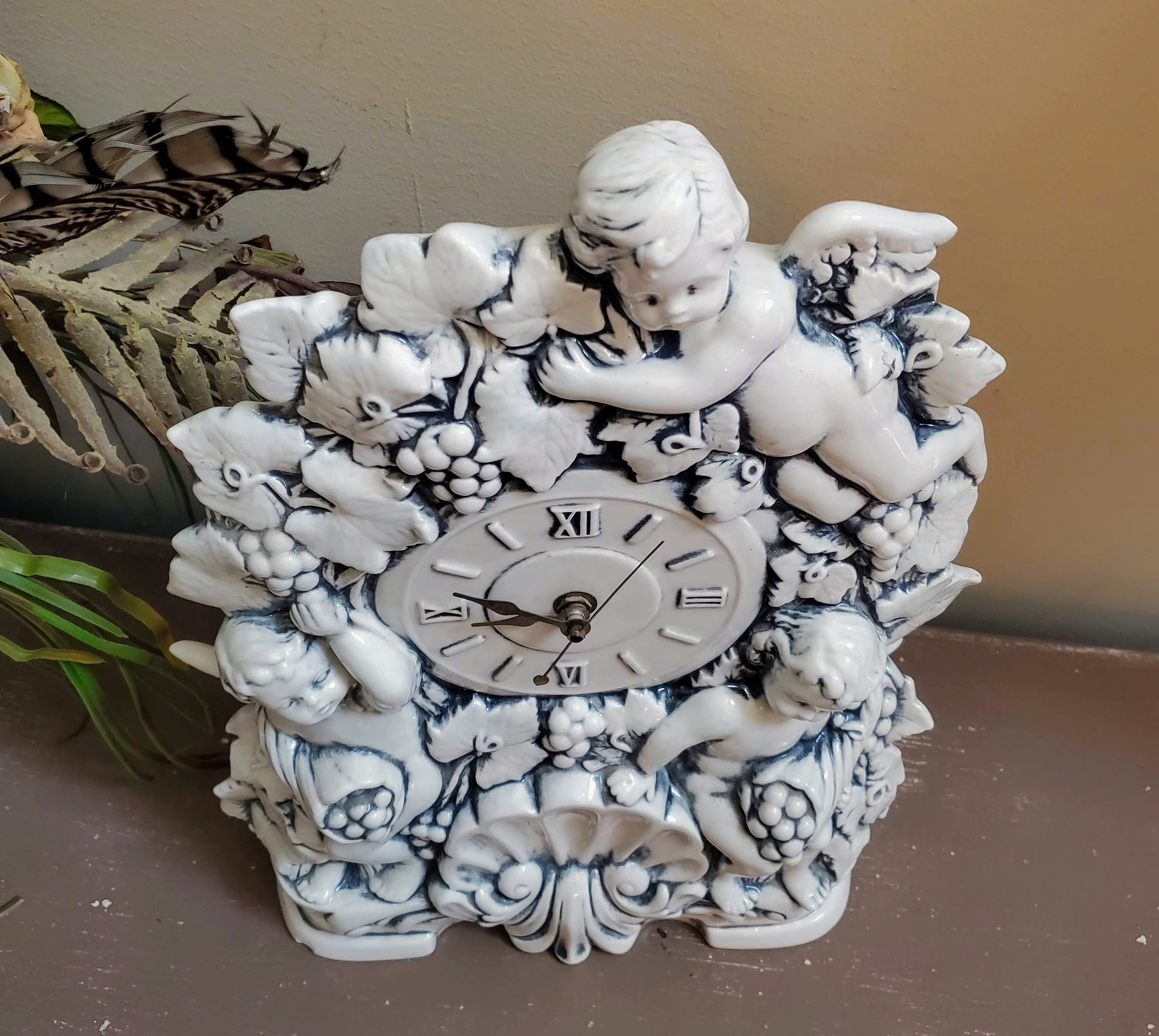 Vintage Cherub Clock Antique Mantel Kitchen Desk Mantle Angel - Etsy