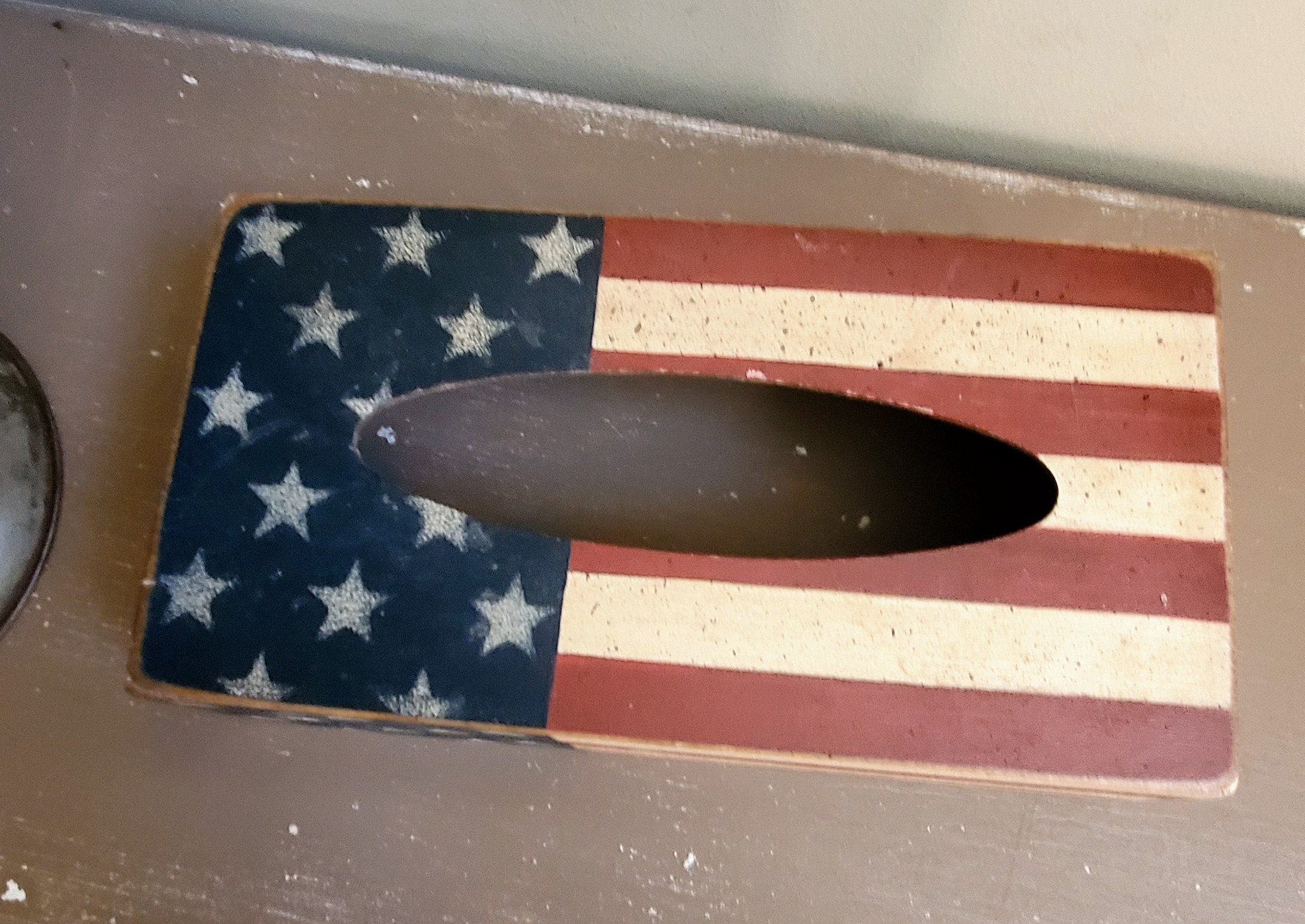 American Flag Tissue Box Cover Patriotic Wood Wooden Independence Day ...