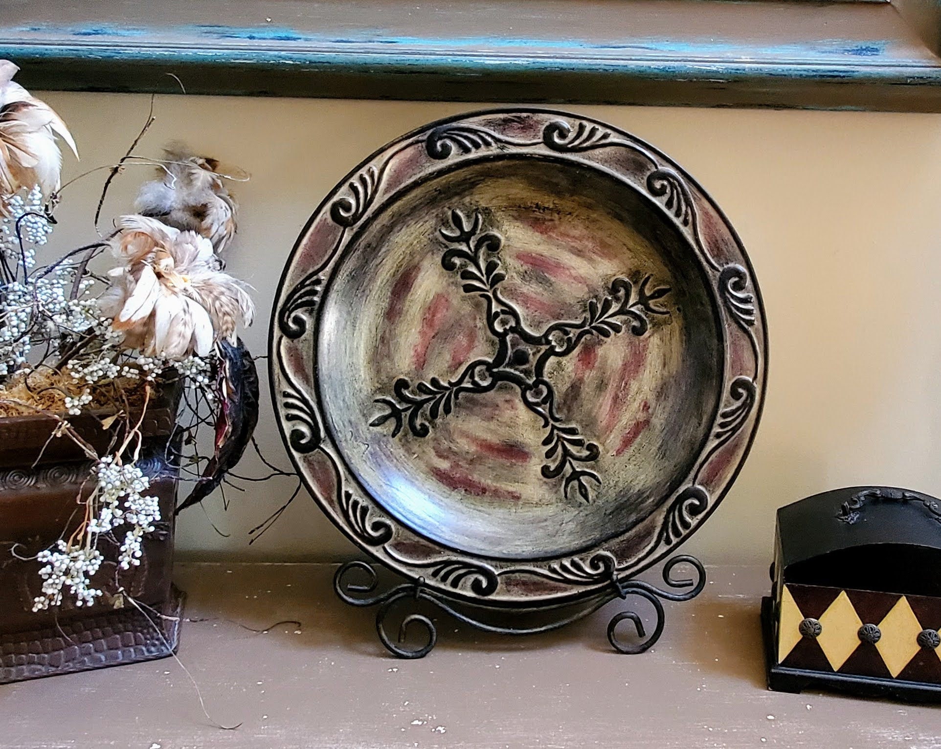 Large Decorative Plates Table Vintage Collectible Platter Gift Decor ...