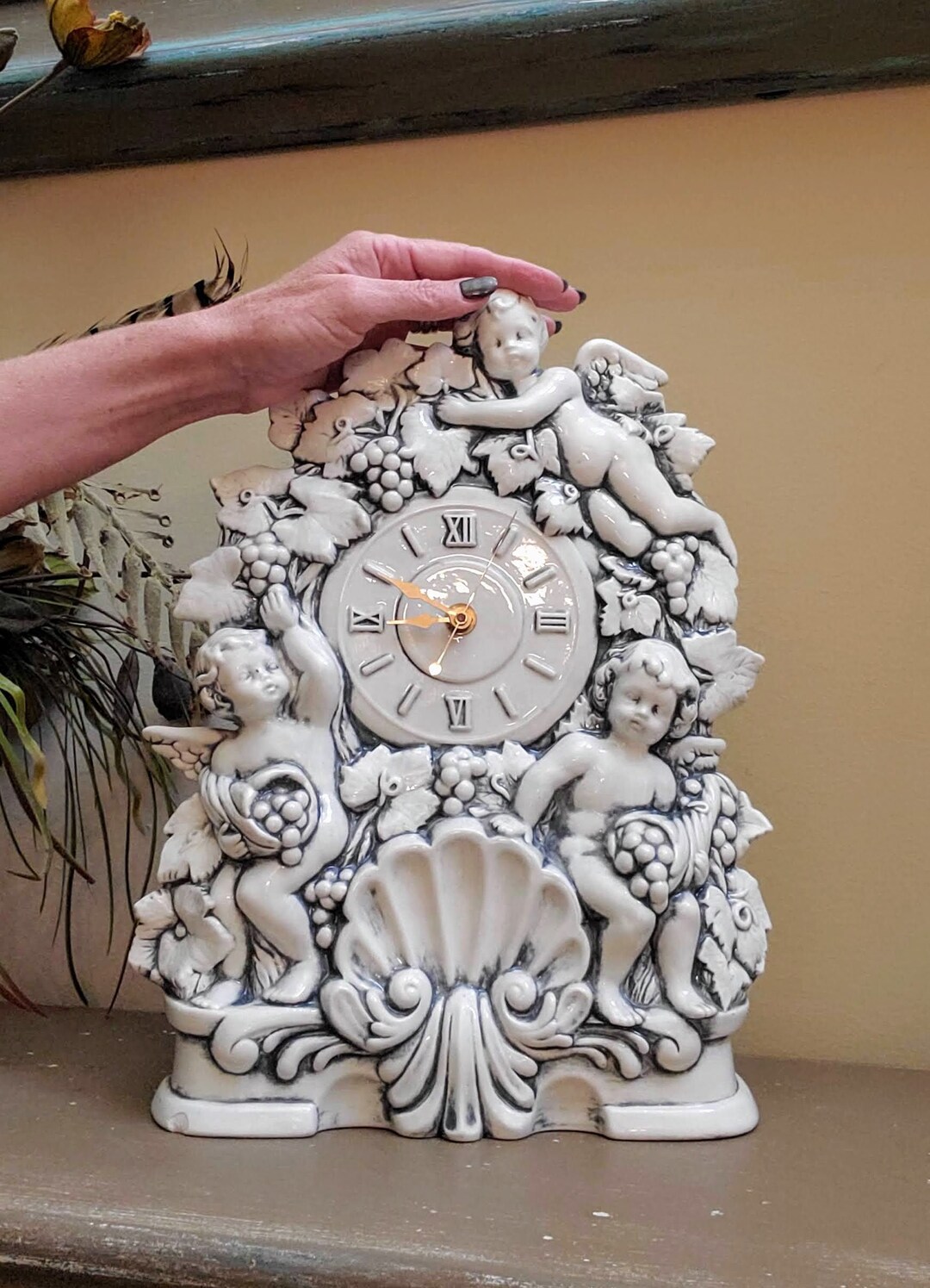Vintage Cherub Clock Antique Mantel Kitchen Desk Mantle Angel - Etsy