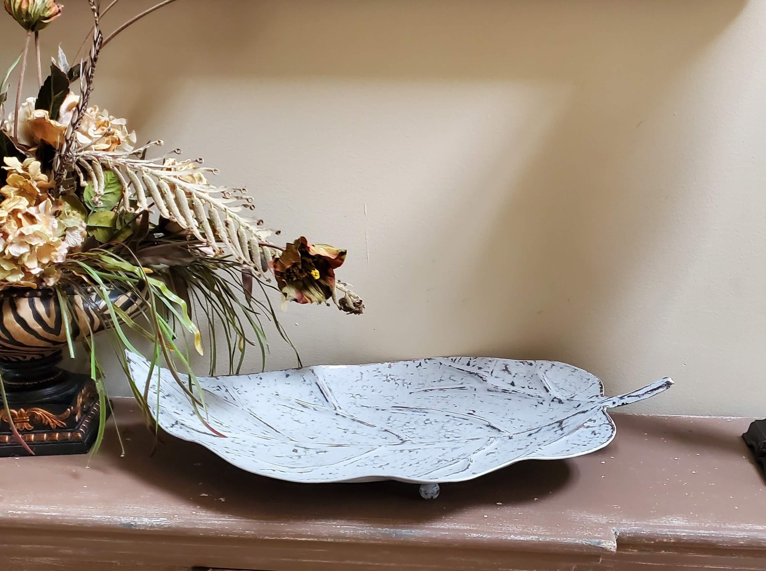 Large Leaf Shaped Tray Vintage Serving Mid Century Modern Farmhouse ...