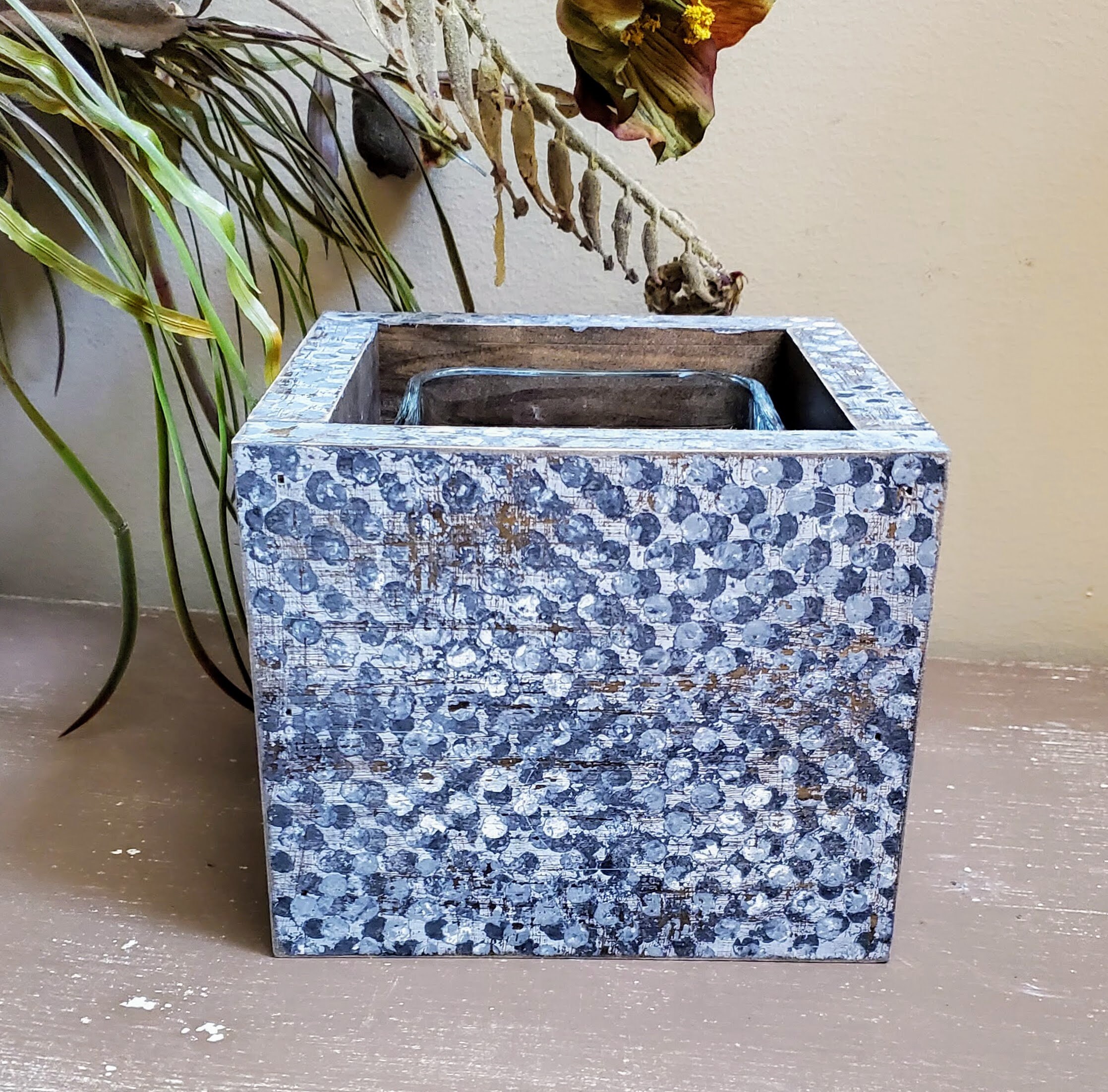 Rustic Wood Box Candle Holder Wooden Farmhouse Decor Wedding Home Gift ...