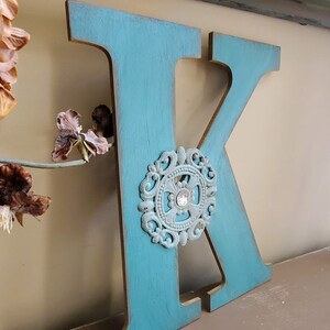 Letter K Wall Decor Art Home Nursery Alphabet Teal Blue Turquoise ...