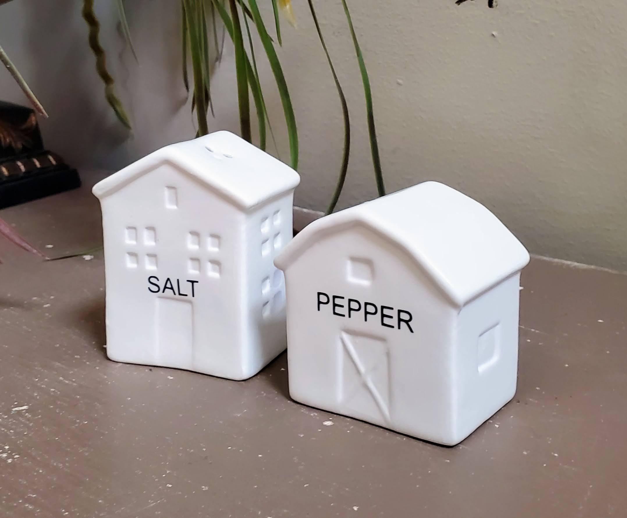 Farmhouse Salt and Pepper Shakers House Barn White Decor - Etsy