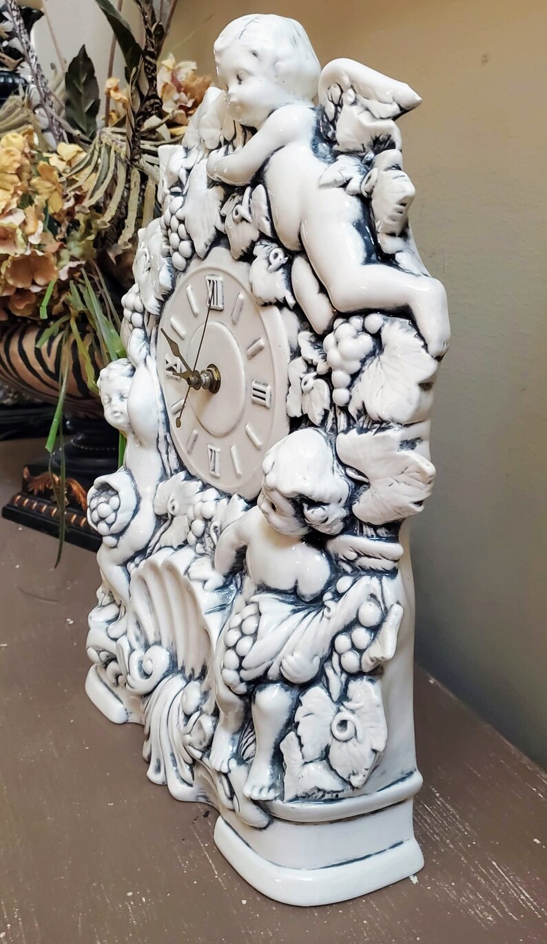 Vintage Cherub Clock Antique Mantel Kitchen Desk Mantle Angel - Etsy