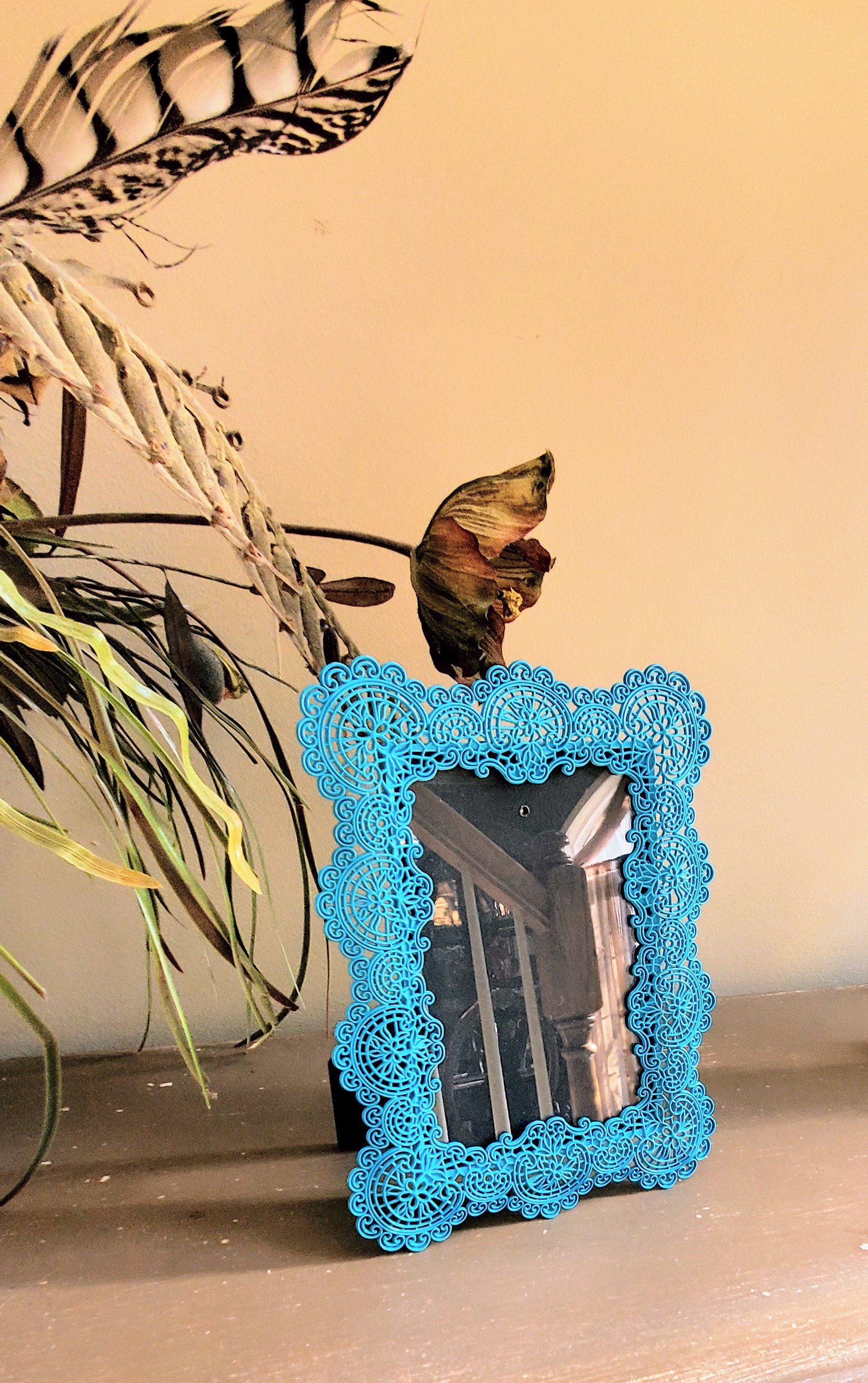 Turquoise Picture Frame Photo Metal Gift Home Decor Wedding Vintage ...