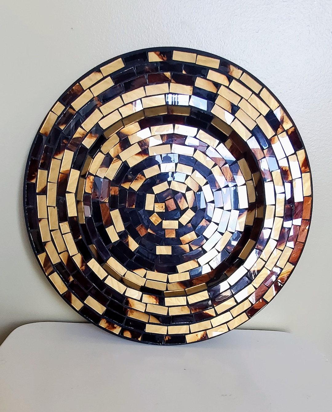 Large Mosaic Glass Plate Decorative Home Gift Anniversary House Warming ...