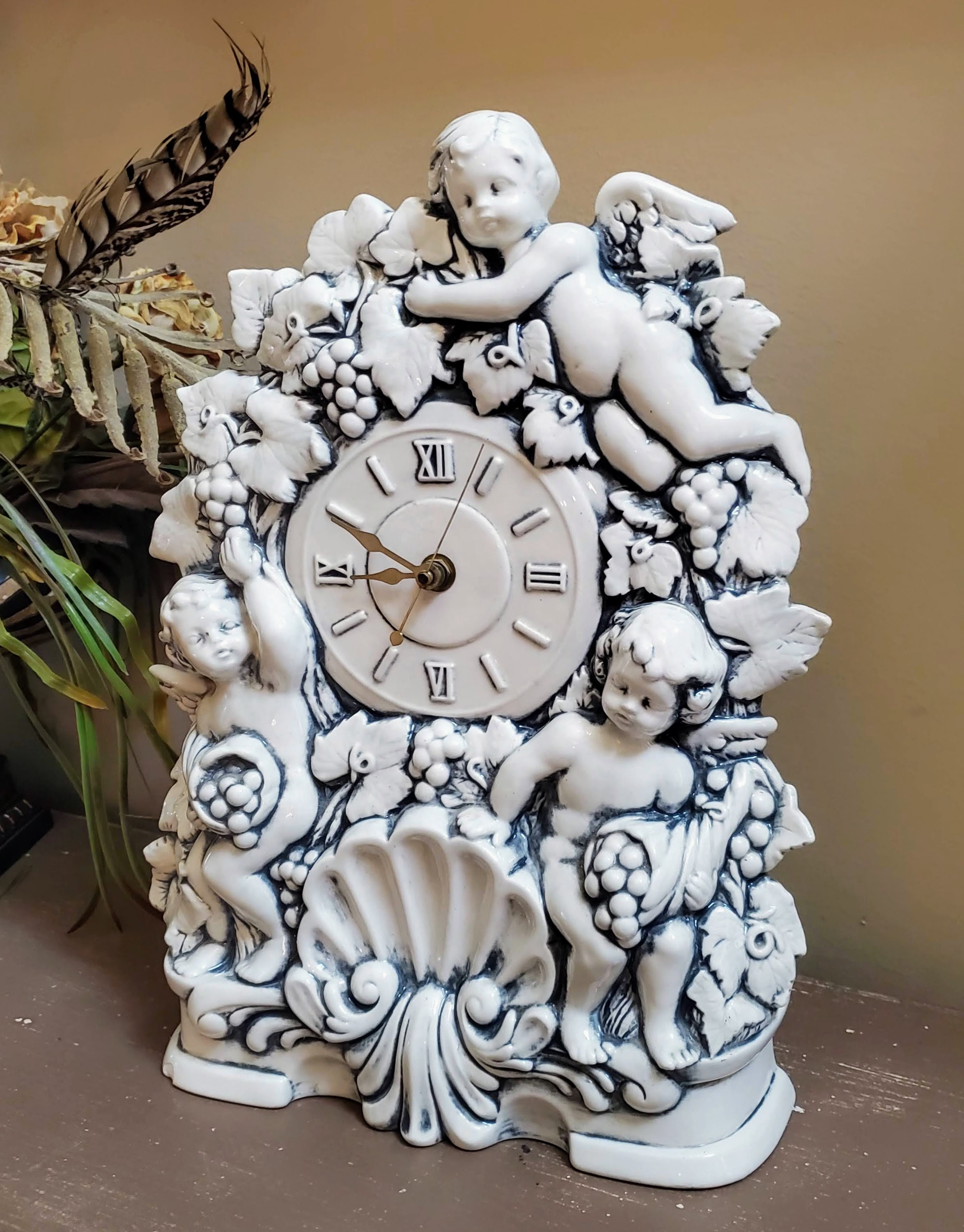 Vintage Cherub Clock Antique Mantel Kitchen Desk Mantle Angel - Etsy