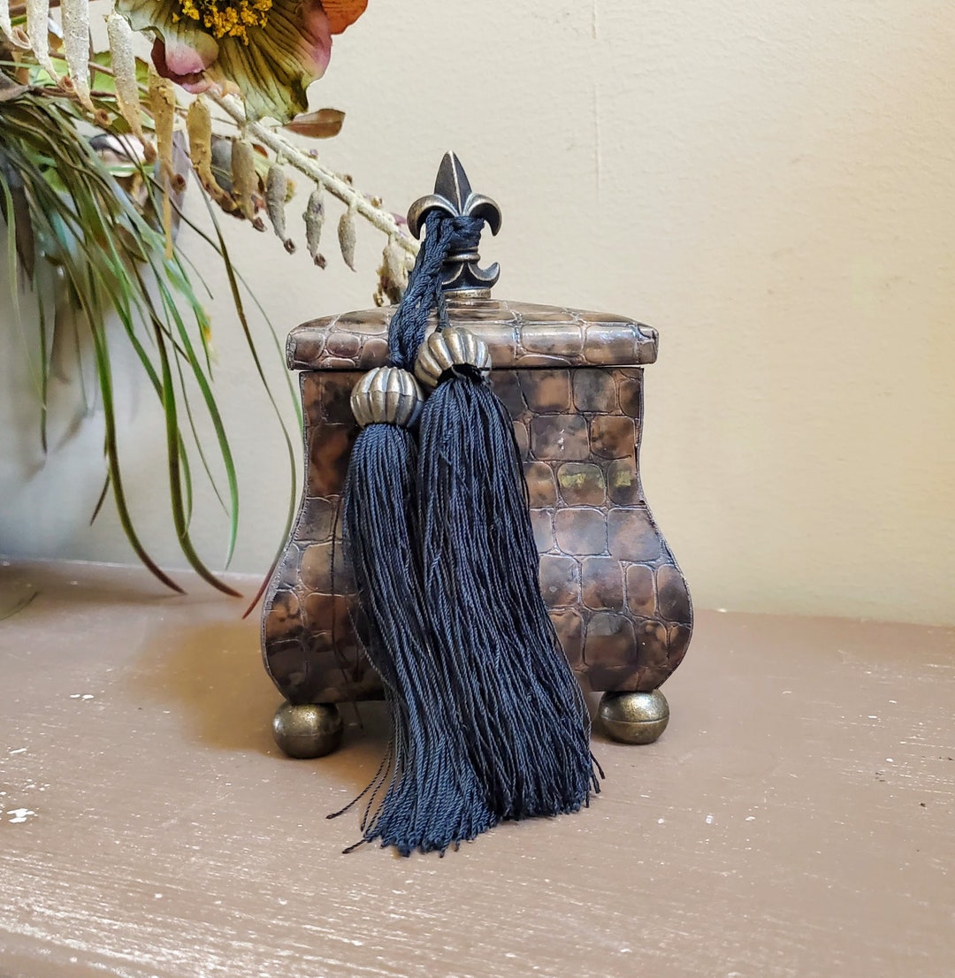 Fleur De Lis Small Decorative Box Jewelry Gift Boxes Brown and Black ...